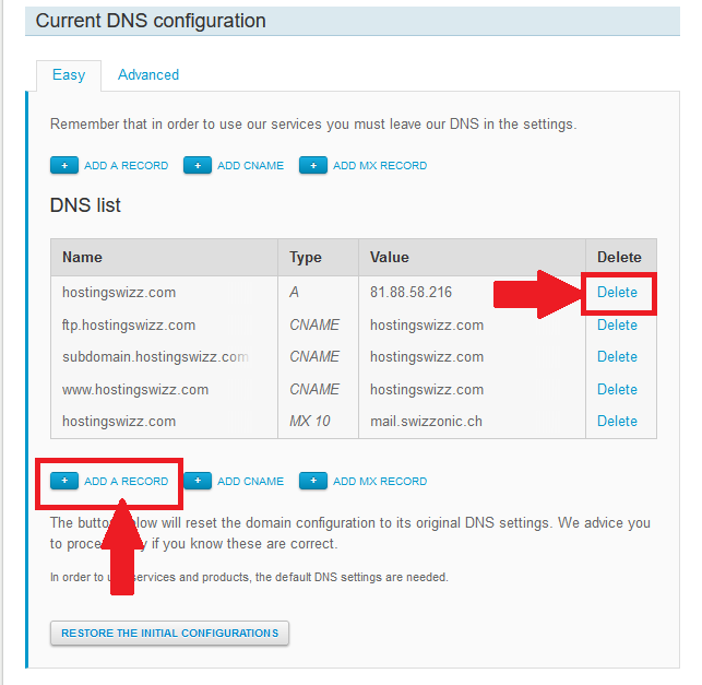 DNS change and configuration - Swizzonic.ch